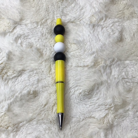 handrafted | Office | Handcrafted Beaded Pen Yellowblackwhite Made With ...